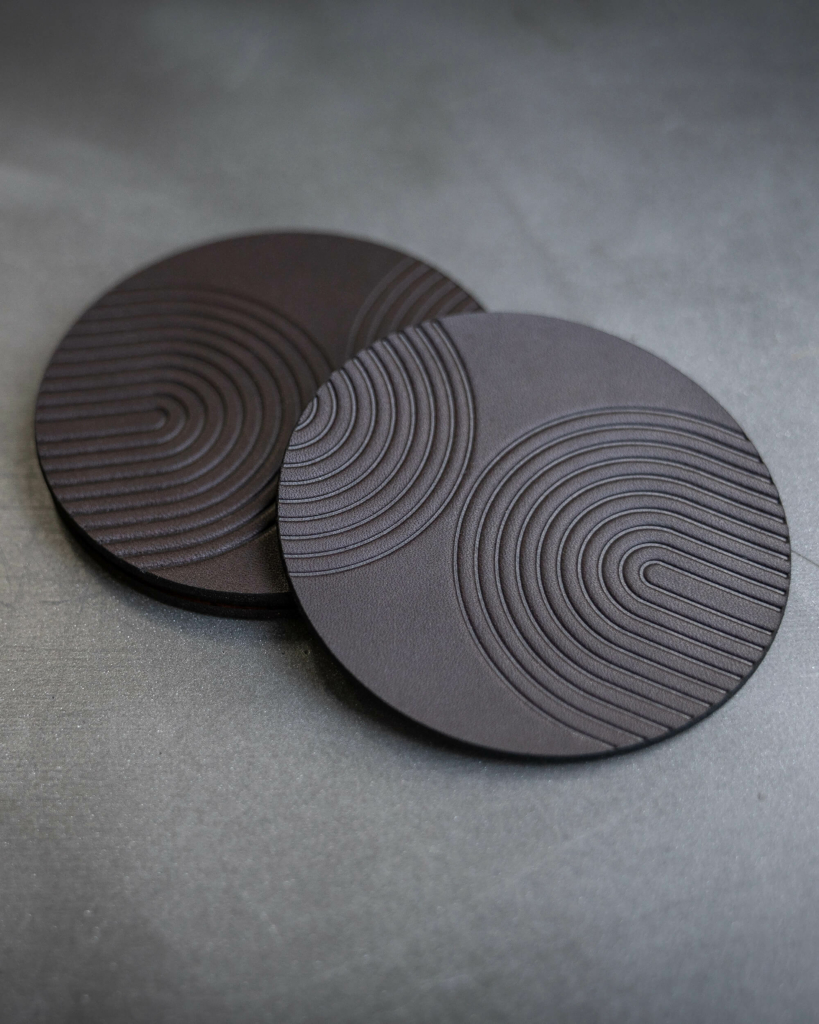 Leather Coaster Set - Arch Pattern