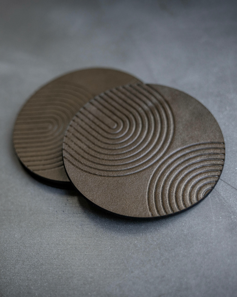 Leather Coaster Set - Arch Pattern